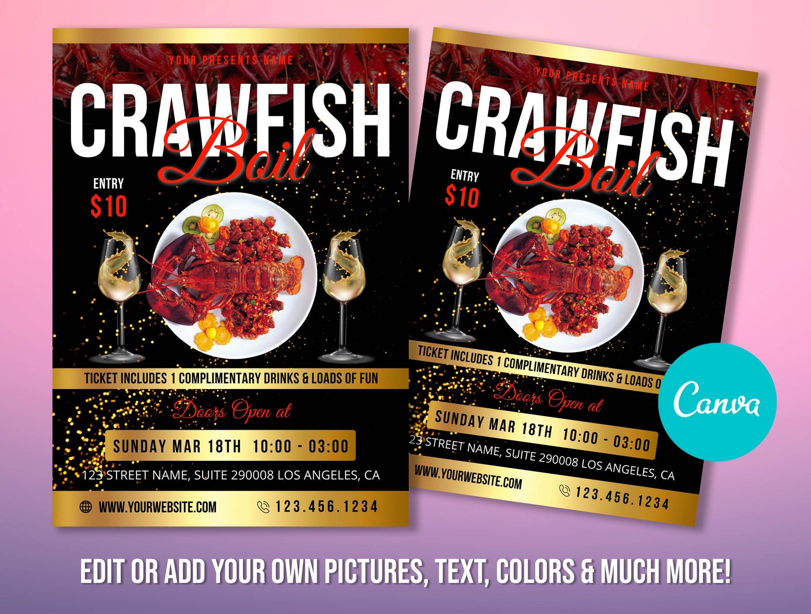 Crawfish Boil, Crawfish Boil Flyer, Crawfish Boil Invitation, Editable ...
