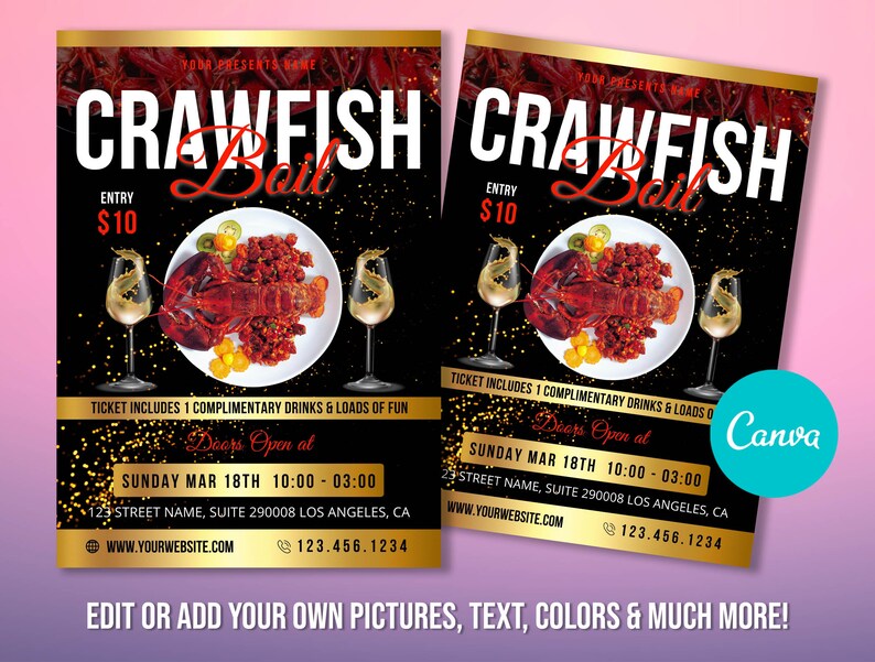 Crawfish Boil, Crawfish Boil Flyer, Crawfish Boil Invitation, Editable ...