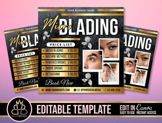 D.I.Y Canva Microblading Flyer Template 2021 Editable Canva Social ...