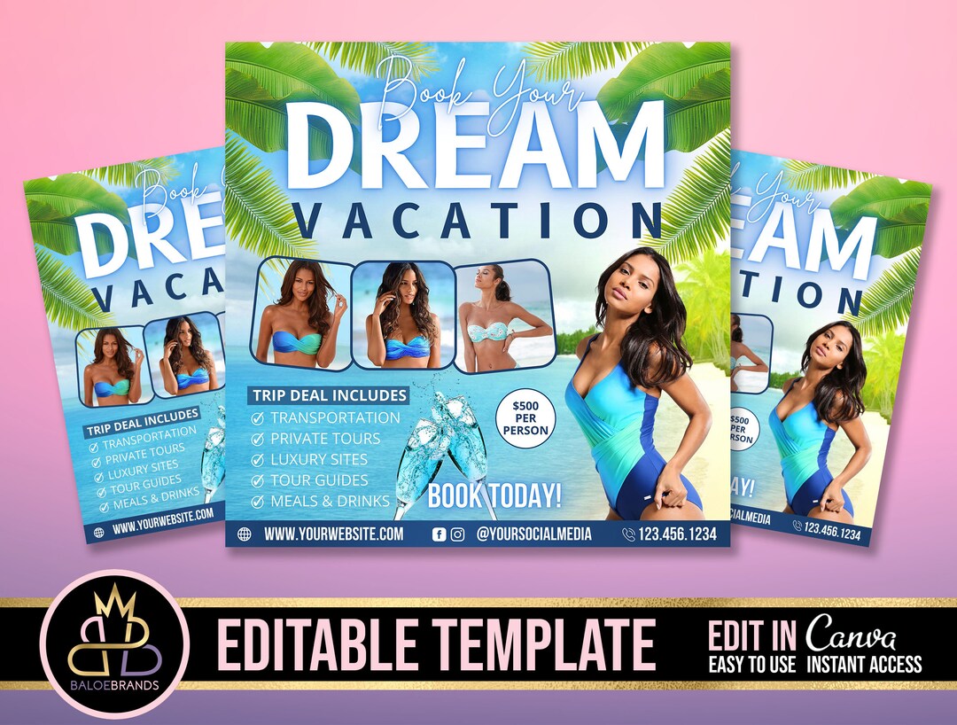 Summer Traveling Flyer, Girls Trip Flyer, Travel Agent Flyer, Vacation ...