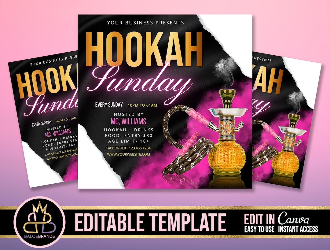 Hookah Party Flyer, Hookah Invitation, Hookah Lounge Flyer, Shisha ...