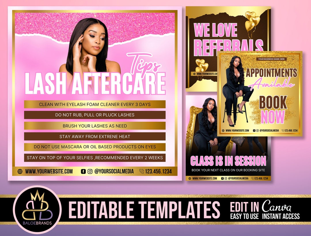 Lash Flyers Bundle, Editable Social Media Flyer, Lash Boss Lash Class ...