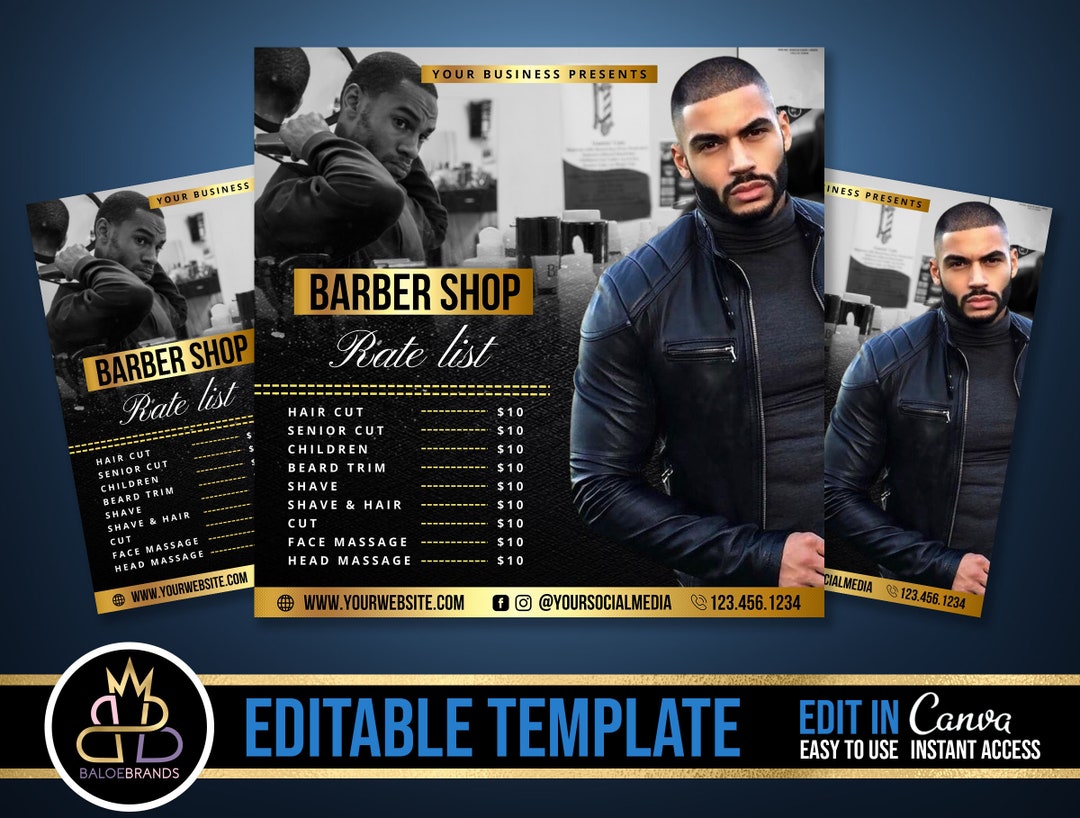 Barber Shop Template, Barber Editable Template, Hair Cut Template ...
