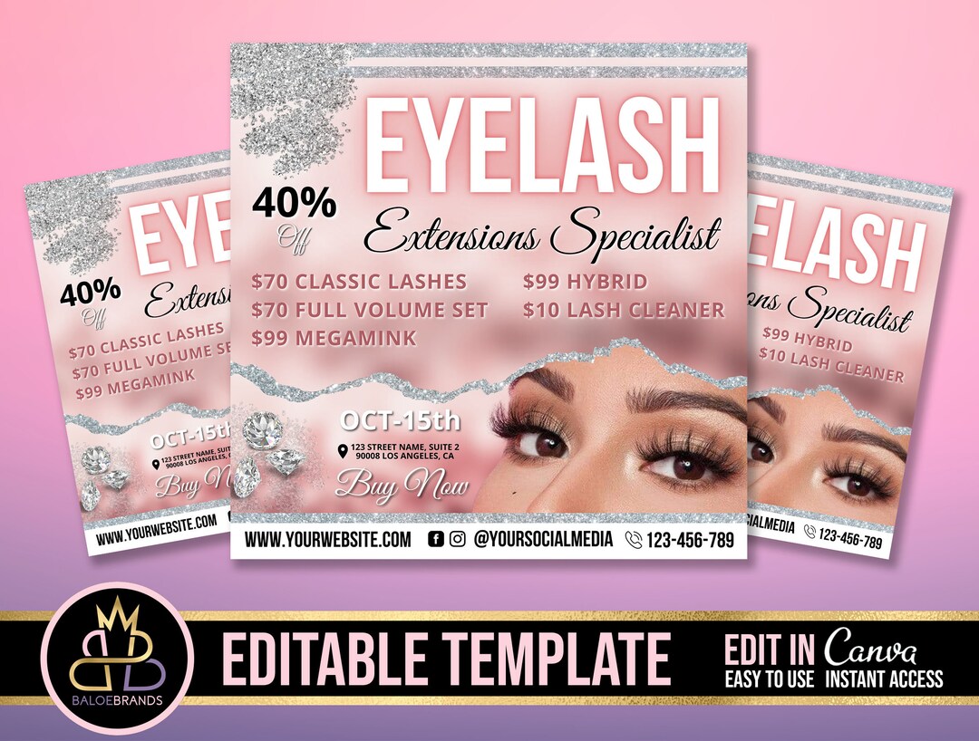Editable Social Media Flyer Canva, DIY Appointment Available, Eye Lash ...