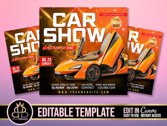 Auto Business Event Editable Social Media Flyer Car Show - Etsy