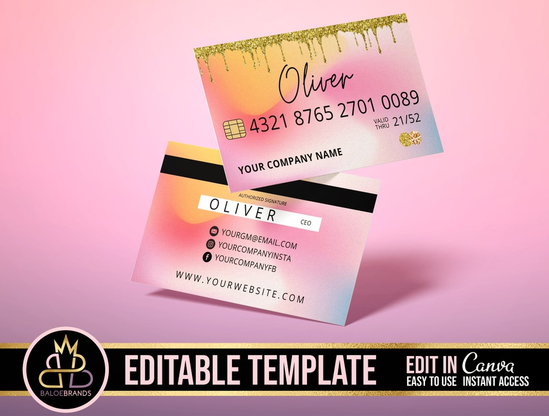 DIY Credit Card, Canva Editable Credit Card, Editable Business Card ...