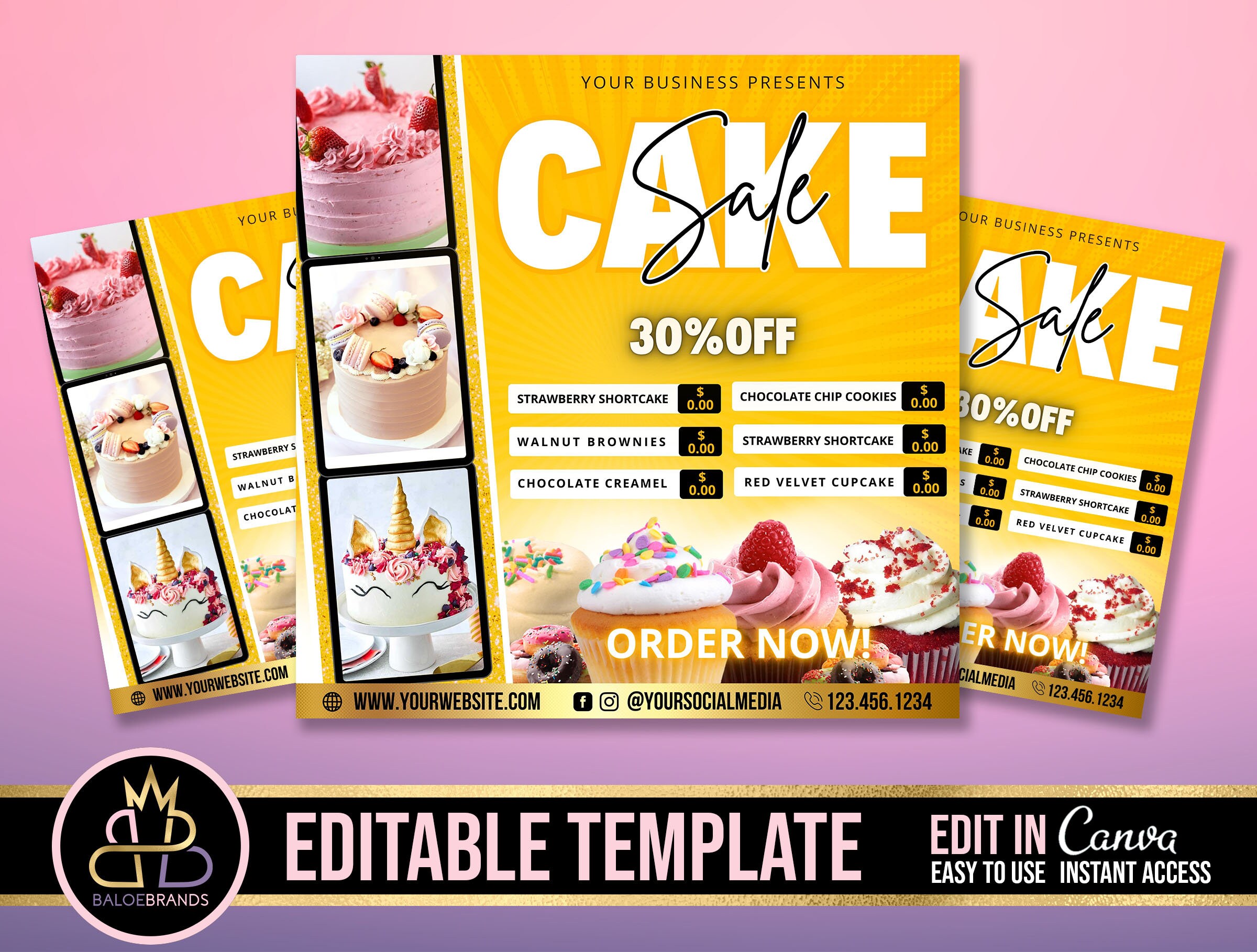 BAKING DESSERT Flyer Template Cake Dessert Sweets Sweet Canva - Etsy