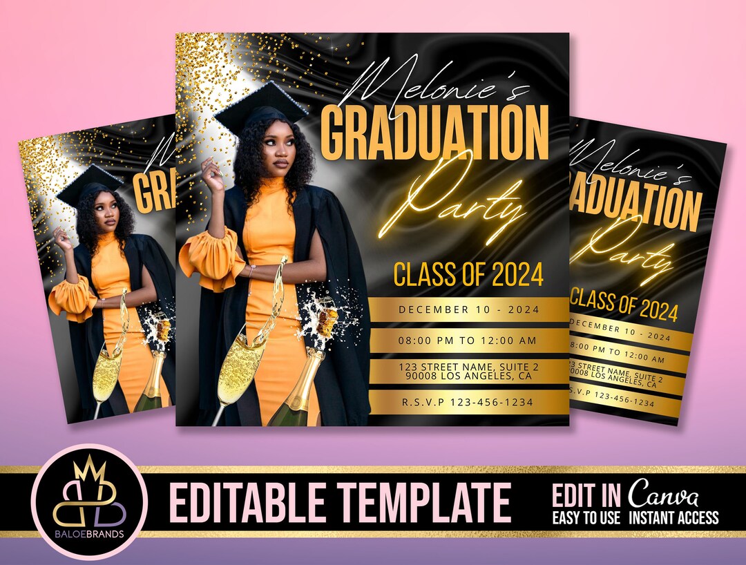 Graduation Party, Graduation Flyer, Editable Template, Graduation ...
