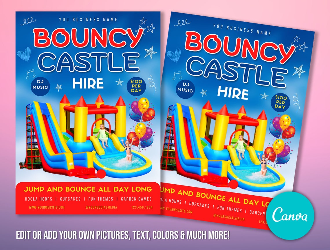 Bouncy House Flyer, Editable Social Media Flyer, Bouncy Castle Rental ...