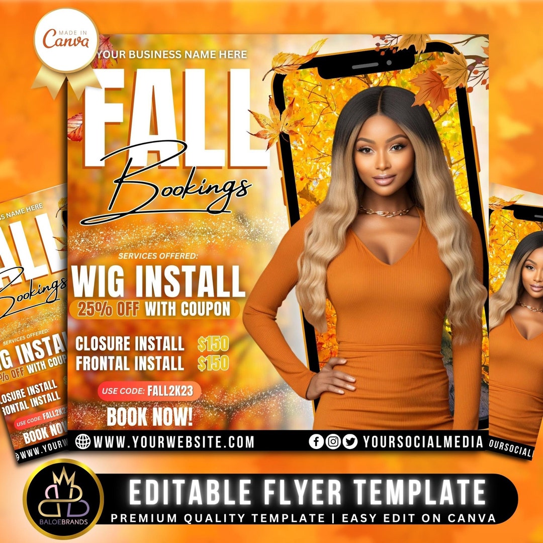 Fall Sale Flyer, Autumn Fall Flyer, Editable Template, Bookings ...