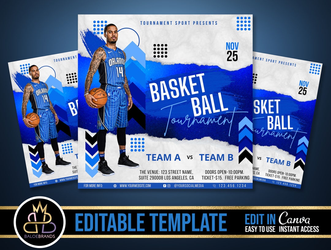 Basketball Flyer, Basketball Sport Flyer, Editable Canva Sport Template ...