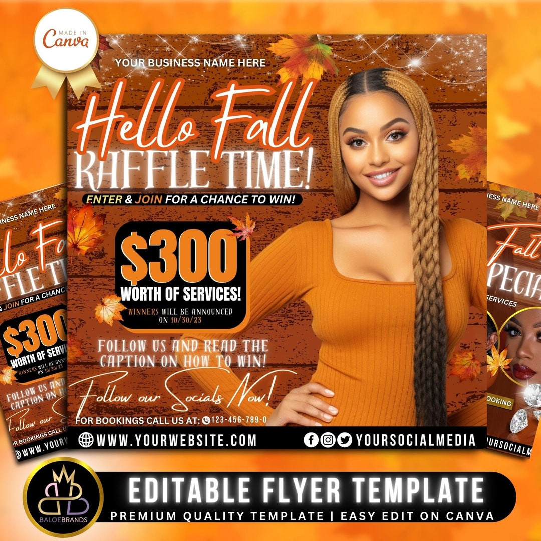 GIVEAWAY Fall Flyer Template, Canva Template, DIY Social Media Flyer ...