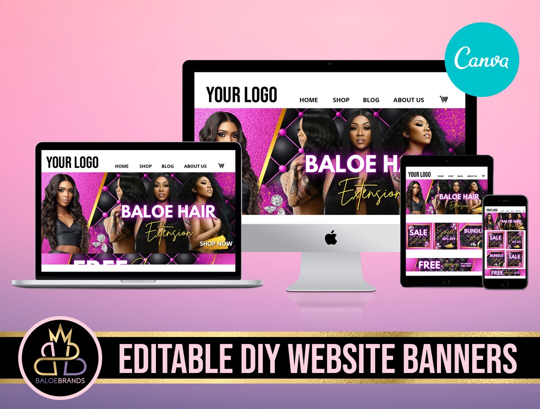Editable Website Banner Template, Web Banners, Hair Bundles Website ...