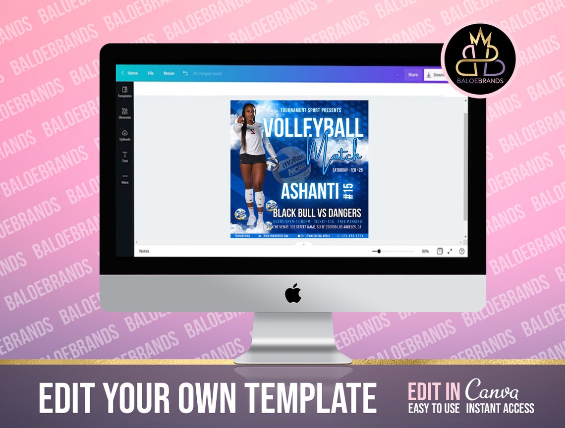 Volleyball Flyer, Volleyball Sport Flyer, Editable Canva Sport Template ...
