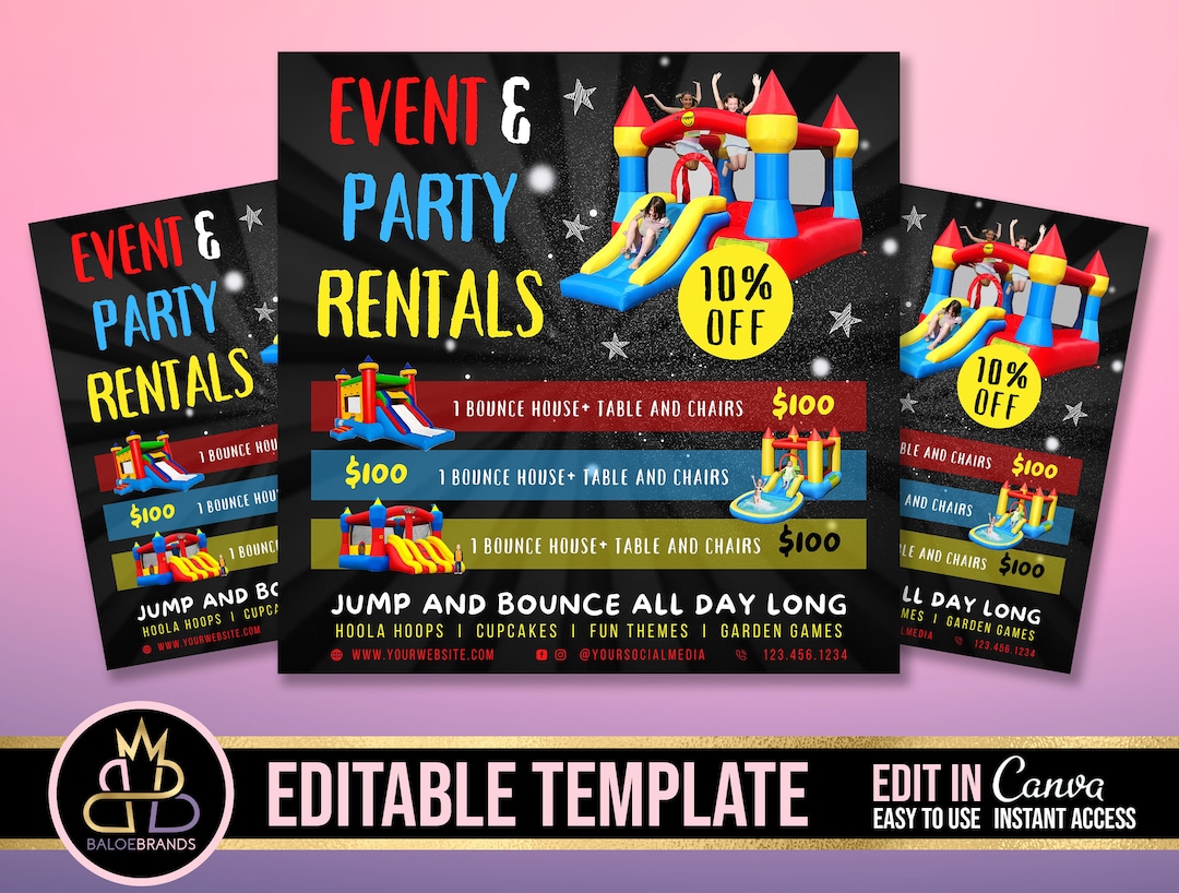Bouncy House Flyer, Editable Social Media Flyer, Bouncy Castle Rental ...