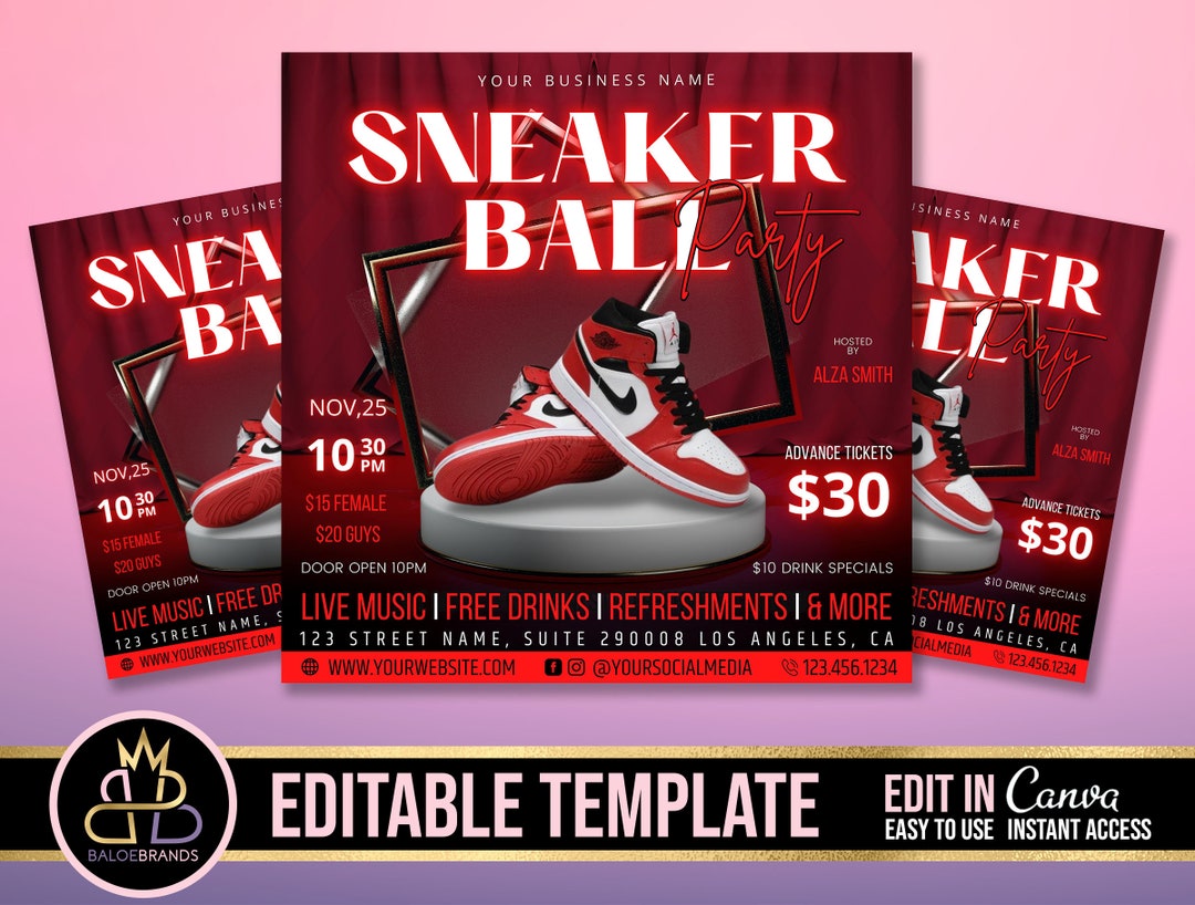 Editable Sneaker Ball Party, Sneaker Ball Invite, Sneaker Ball ...