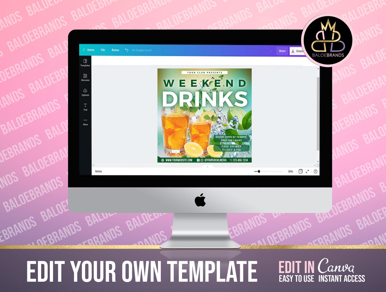 DIY Club Flyer Template Weekend Drinks Flyer Editable Canva - Etsy