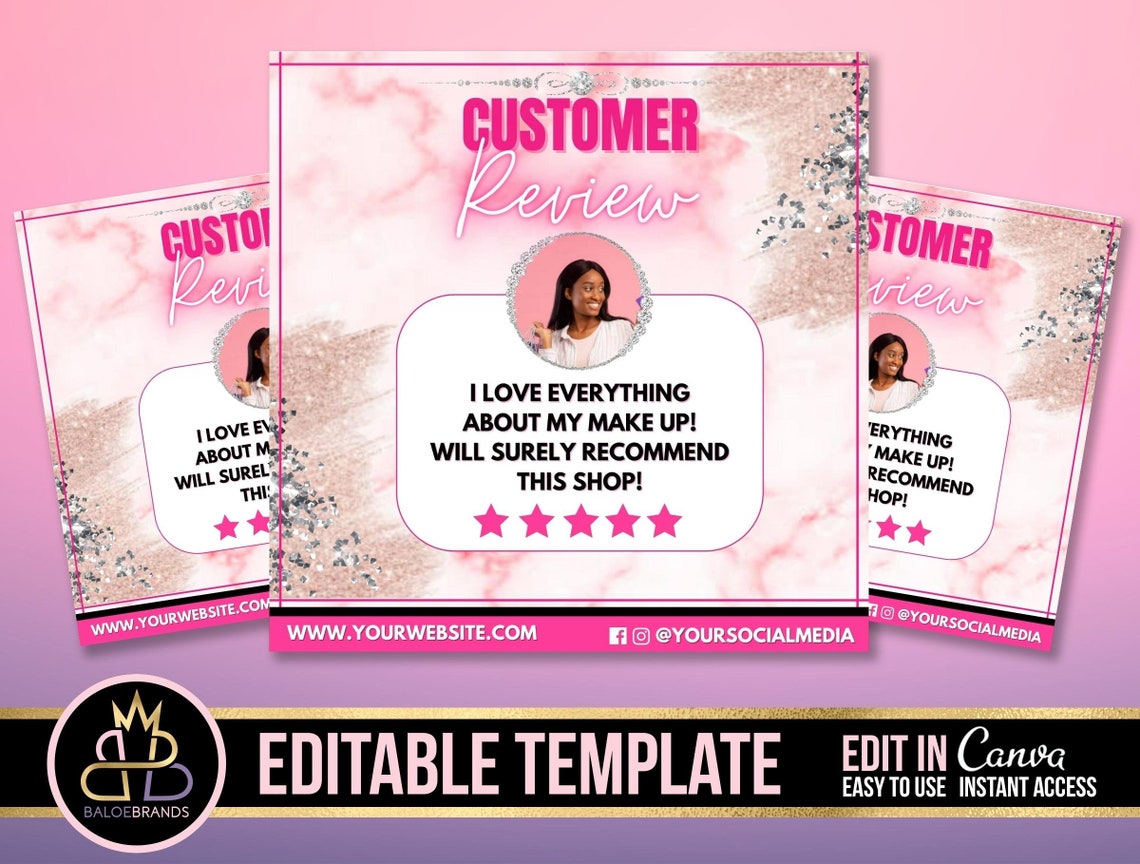 Customer Review Social Media Flyer Instagram Flyer Pink - Etsy
