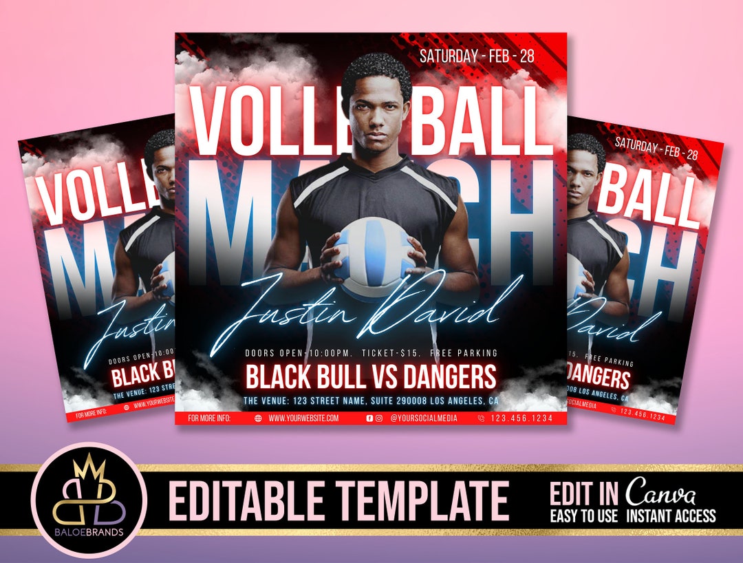 Volleyball Flyer, Volleyball Sport Flyer, Editable Canva Sport Template ...