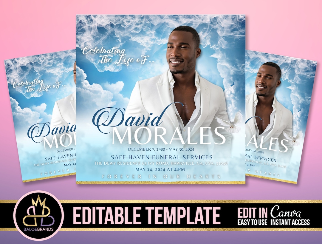 Memorial Funeral Announcement Flyer, in Loving Memory, Repass Funeral ...