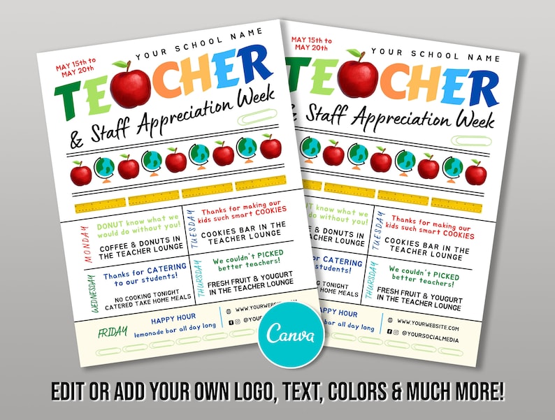 Teacher Appreciation Week, Teacher Staff Appreciation Template ...