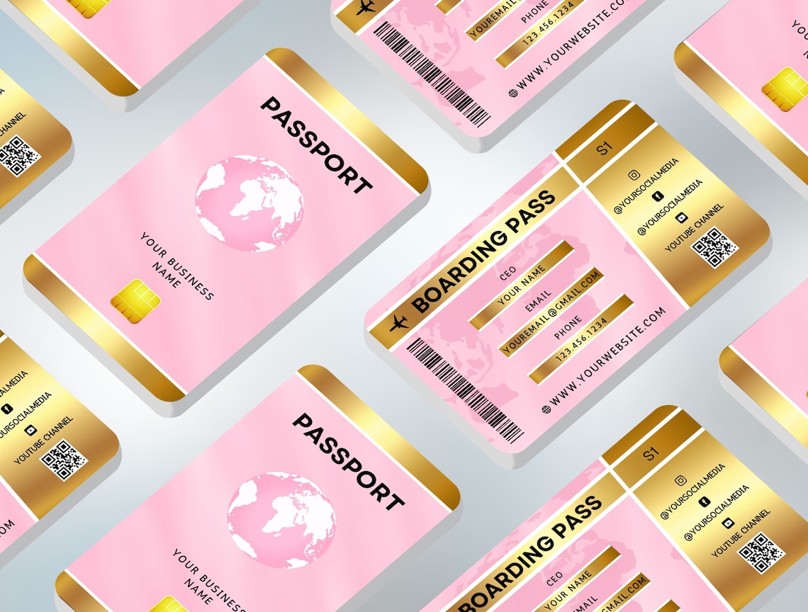 PASSPORT BUSINESS Cards, Boarding Pass Business Cards, DIY Canva ...