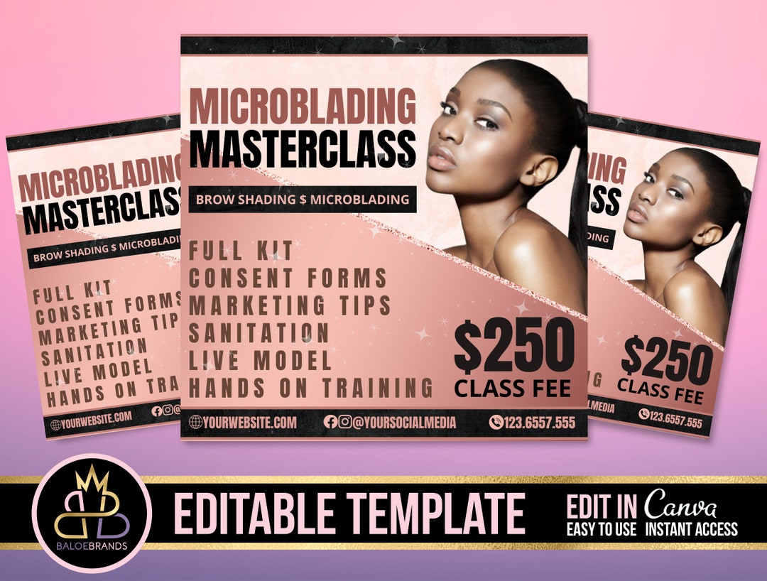 Microblading Course Class Flyer, Instagram Post Flyer Template, Eyebrow ...