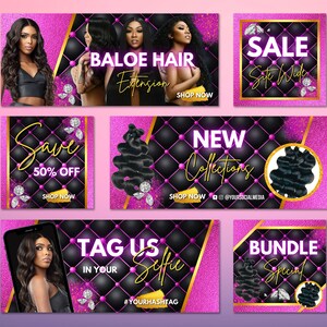 Editable Website Banner Template, Web Banners, Hair Bundles Website ...
