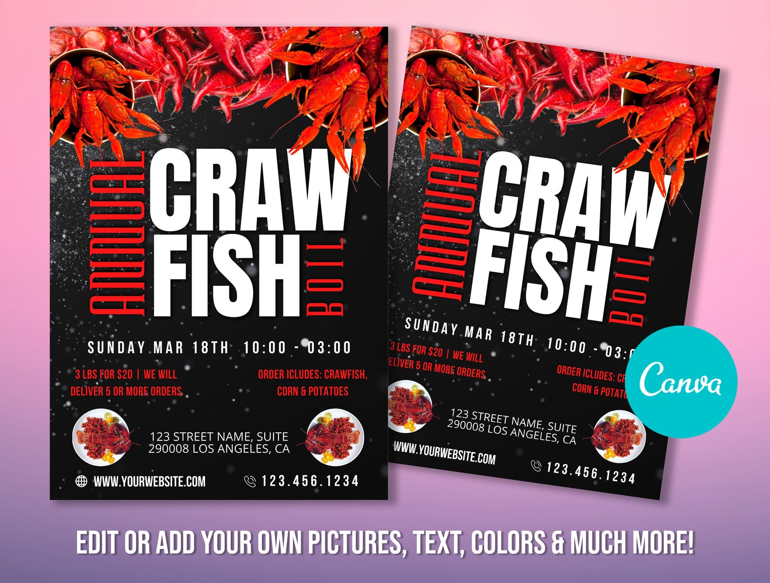 Crawfish Boil, Crawfish Boil Flyer, Crawfish Boil Invitation, Editable ...
