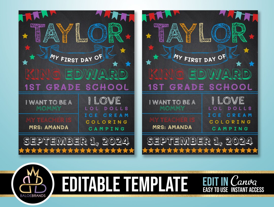 First Day of School, Chalkboard Back to School Sign, First Day or Last ...