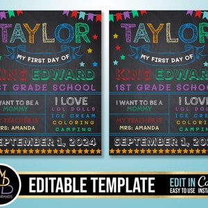 First Day of School, Chalkboard Back to School Sign, First Day or Last ...