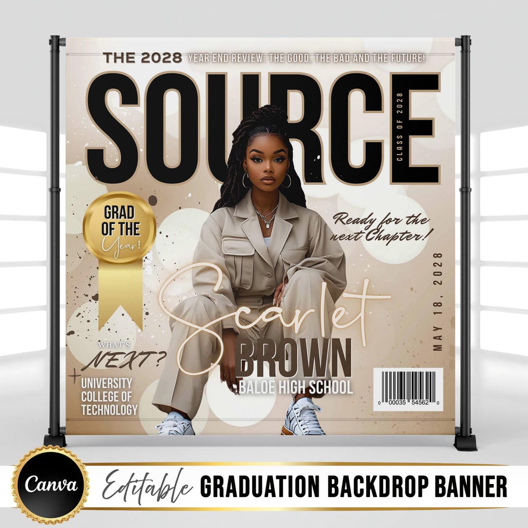 Custom Graduation Backdrop, Grad Prom Decor, Editable Canva Backdrop ...