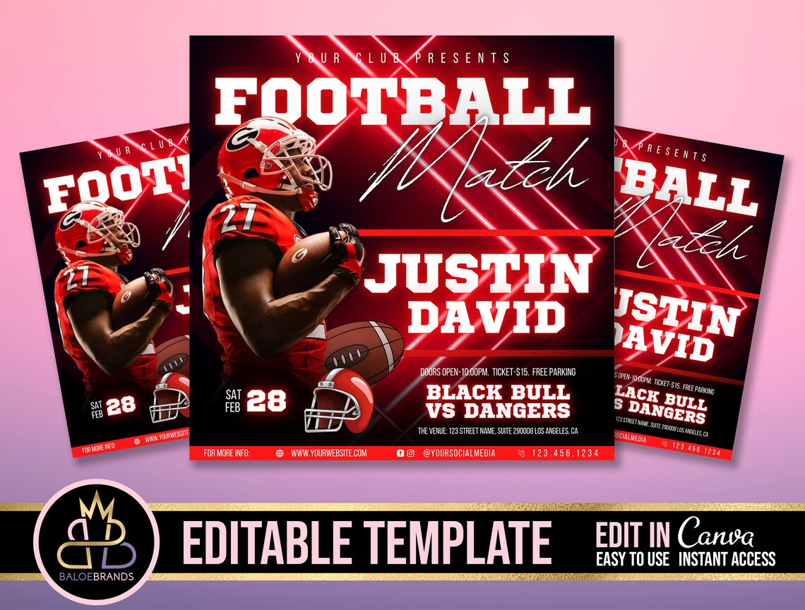 Football Flyer Basketball Sport Flyer Editable Canva Sport - Etsy