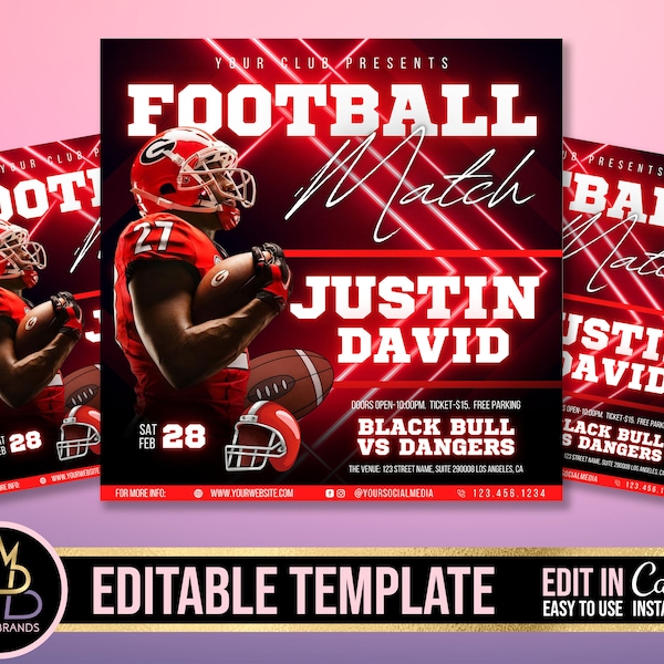 Senior Football Flyer Template - Etsy