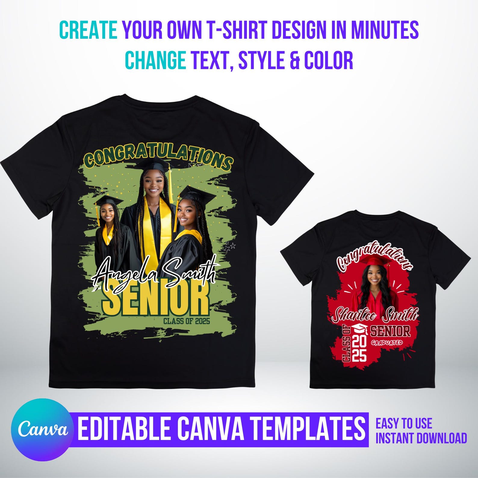 Custom Graduation T-shirt Bundle, Graduation PNG Files, Editable Shirt ...