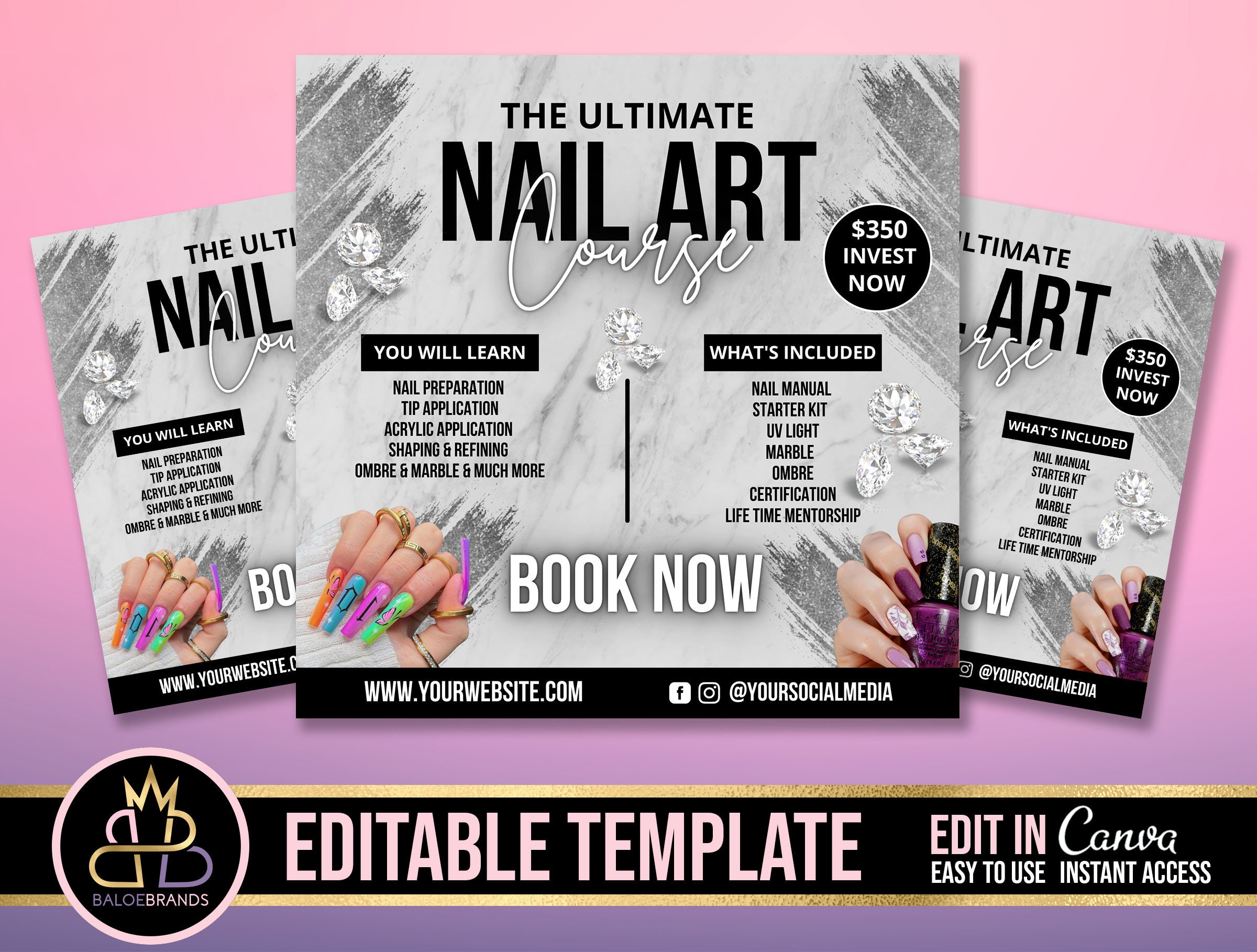 Editable Social Media Flyer Nail Flyer Training Course Nails - Etsy