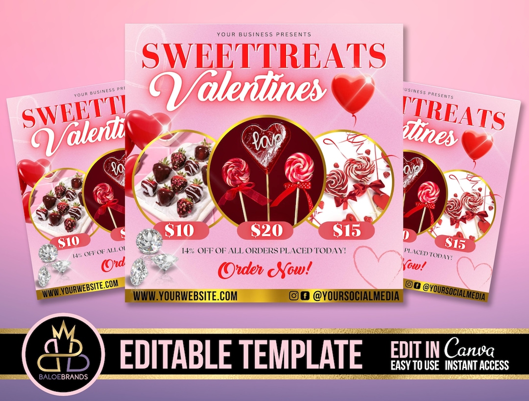 Valentines Day Specials Flyer, Sweet Treats, Chocolate Strawberries ...