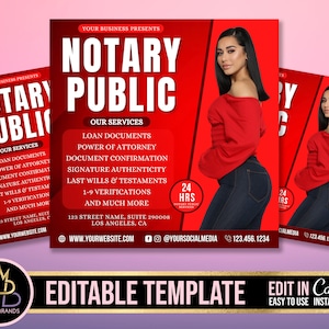 Notary Public Service Flyer Template, Notary Social Media Flyer ...