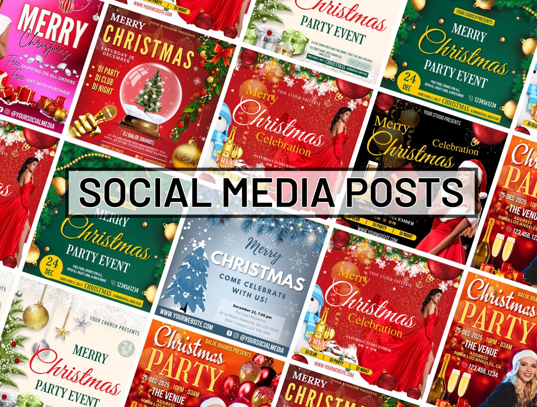Christmas Social Media Posts Bundle, Christmas Flyer, Christmas ...