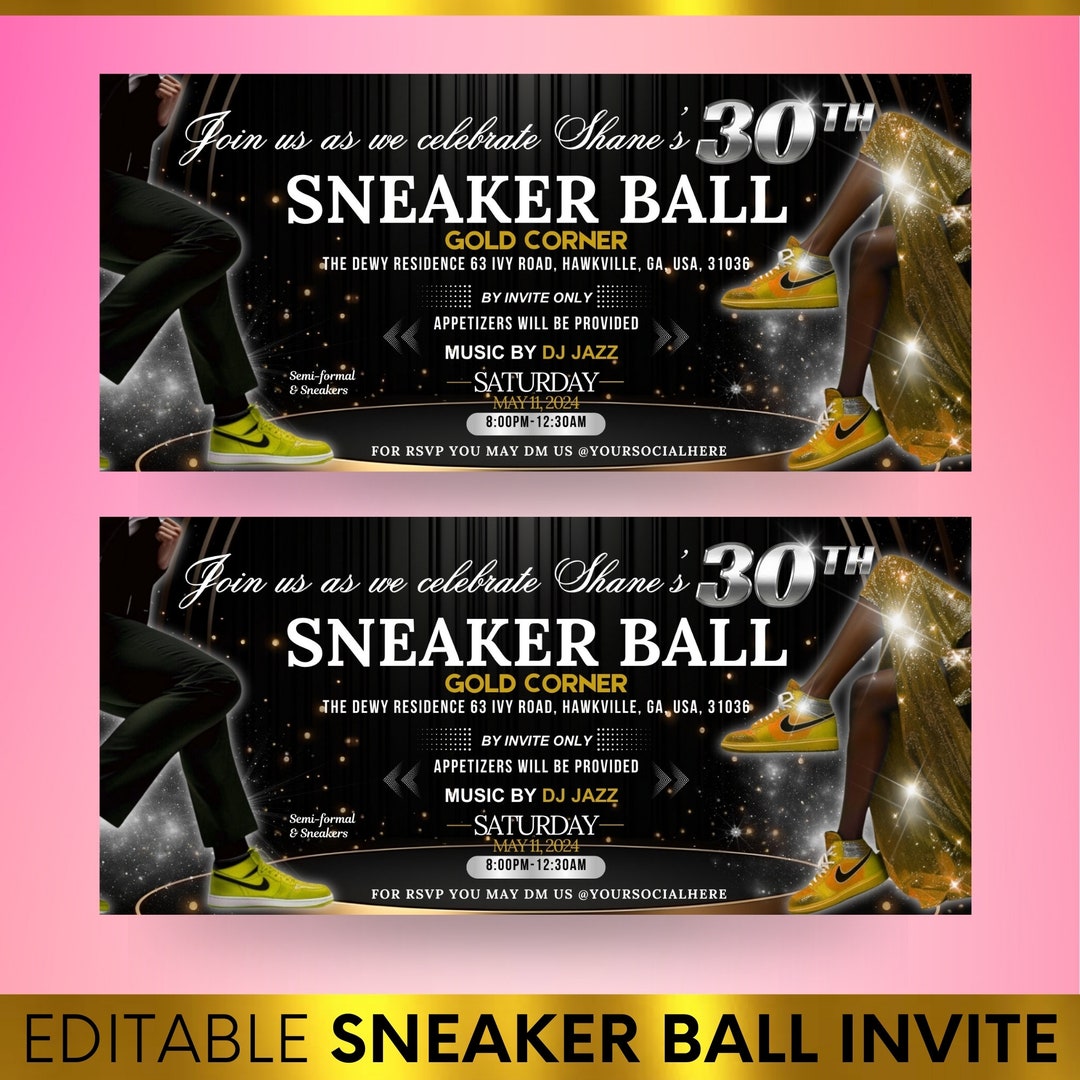 Editable Sneaker Ball Gala, Sneaker Ball Invite, Sneaker Ball Gala ...