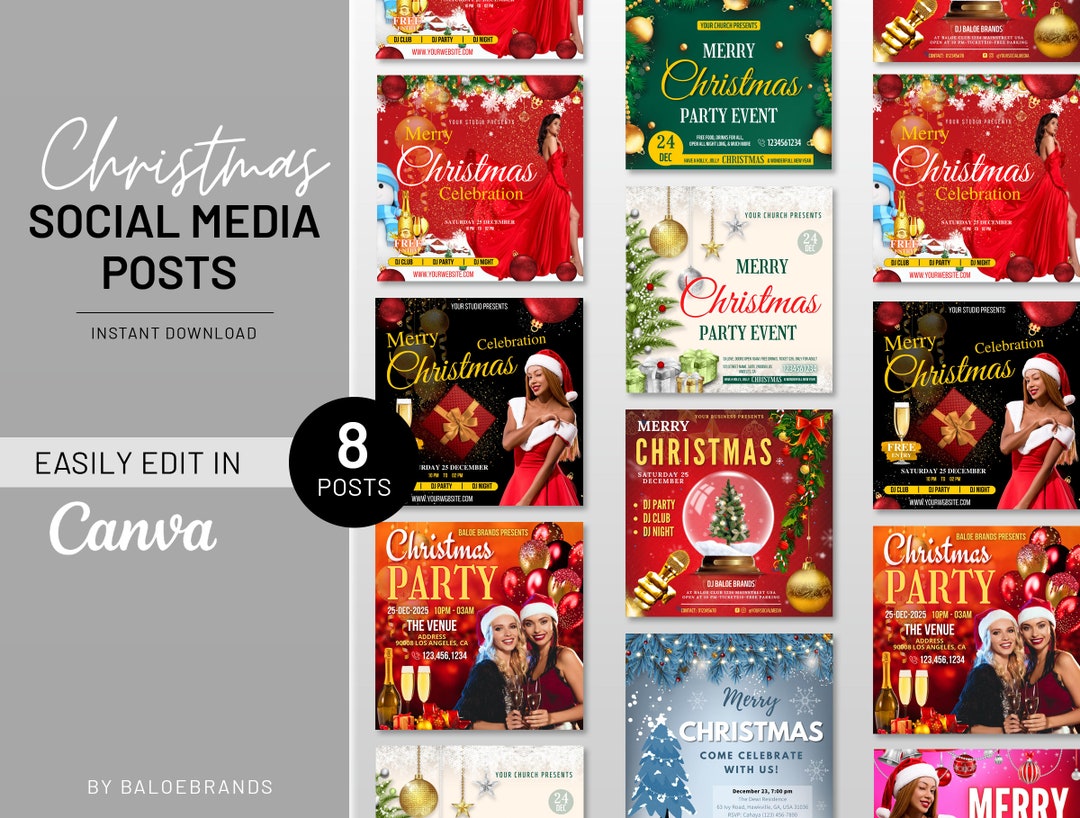 Christmas Social Media Posts Bundle, Christmas Flyer, Christmas ...