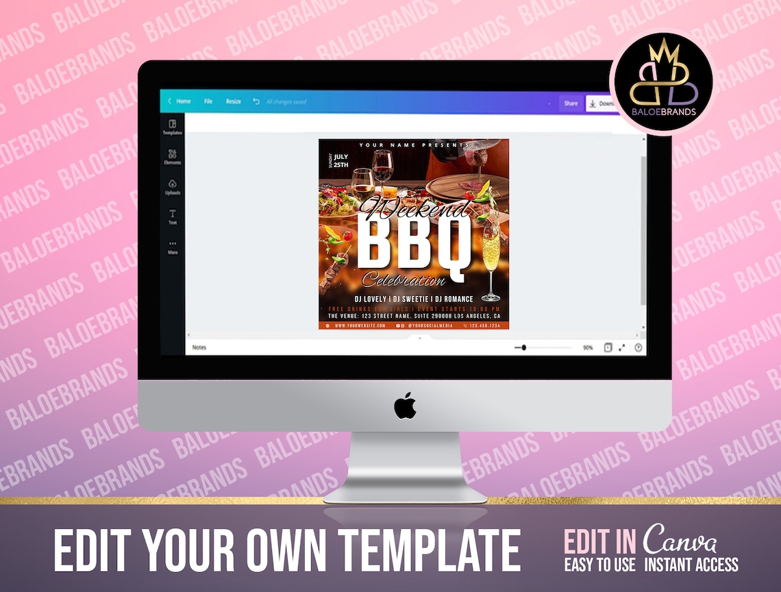 Editable Bbq Invitation, DIY Canva Template, Bbq and Grill Party Invite ...