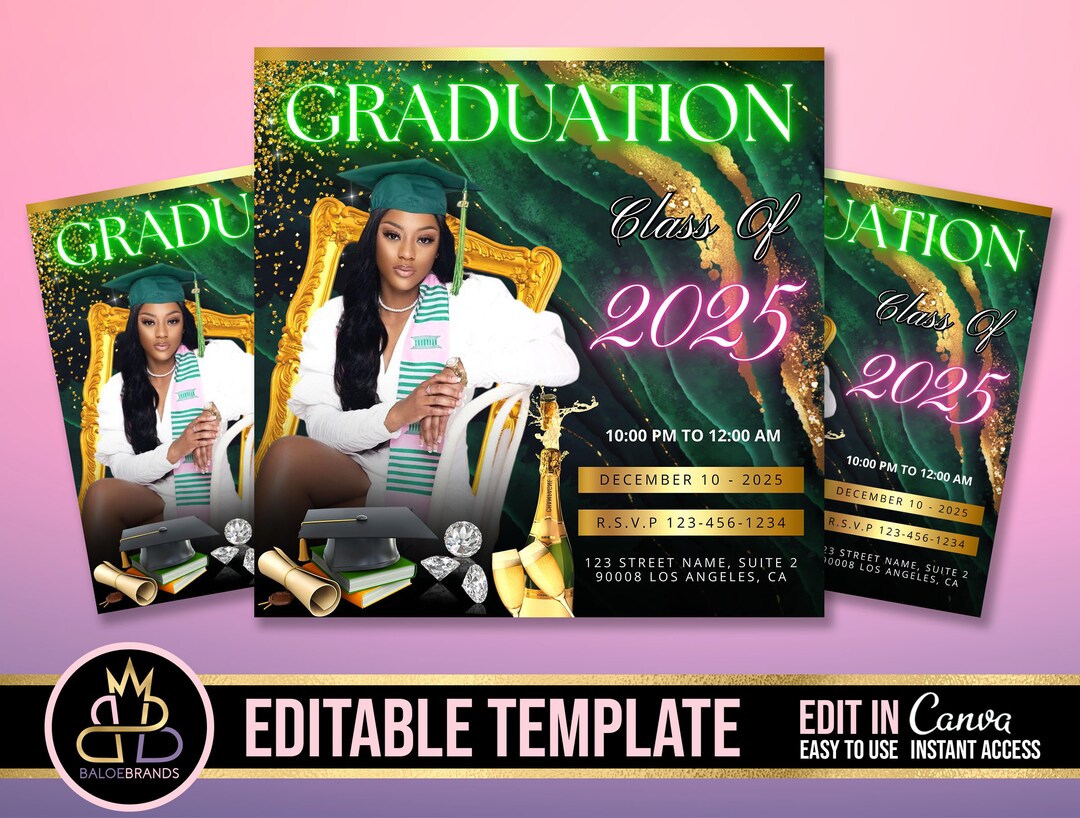 Graduation Party, Graduation Flyer, Editable Template, Graduation ...