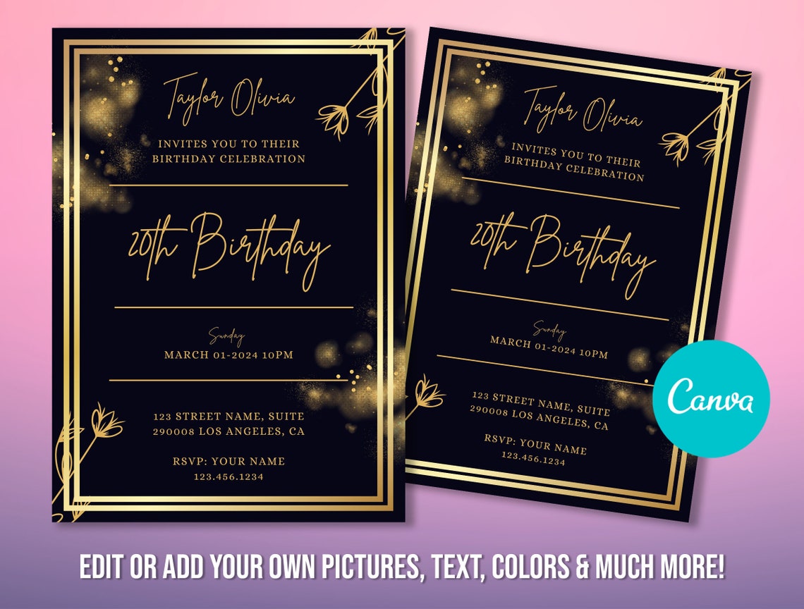 Editable Birthday Invitation, DIY Canva Template, Birthday Party Invite ...
