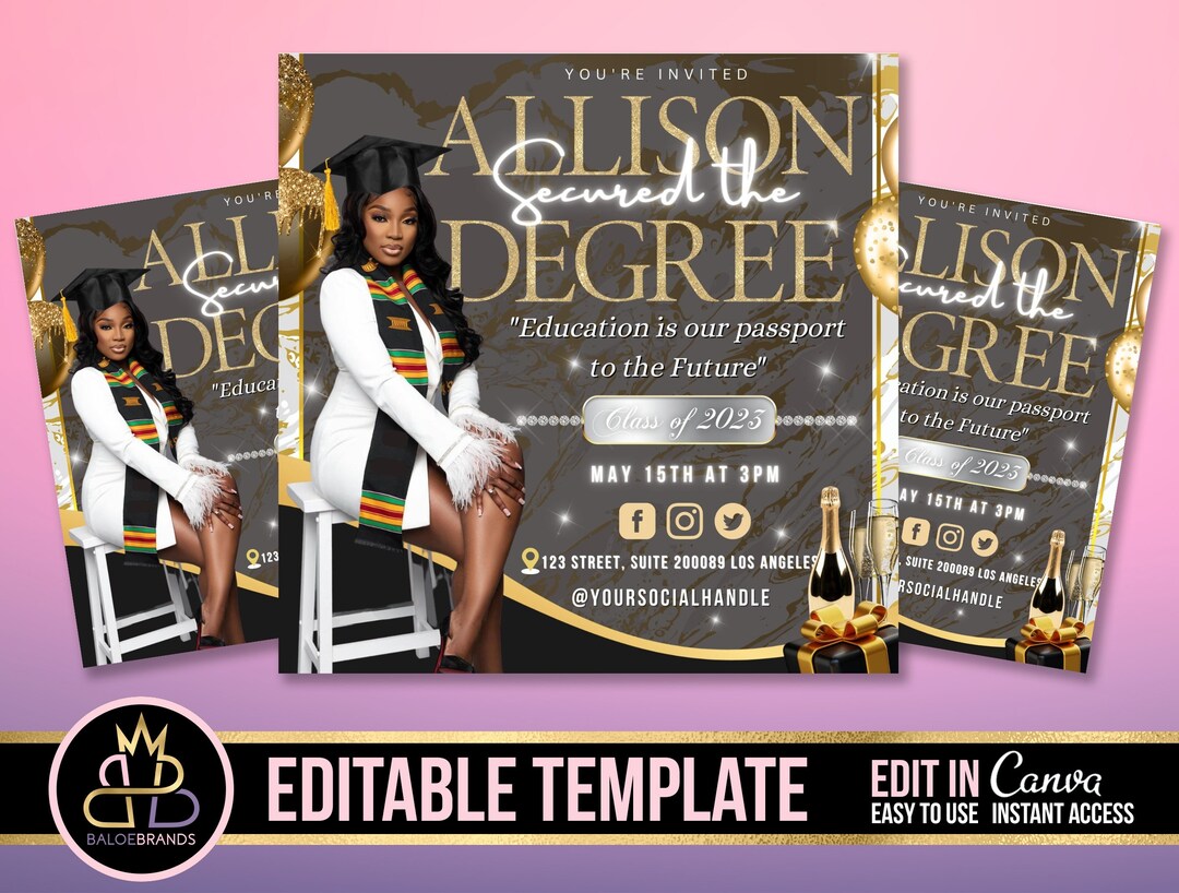 Graduation Party, Graduation Flyer, Editable Template, Graduation ...