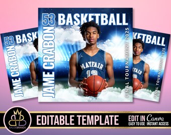 Basketball Flyer, Women's Basketball Sport Flyers, Editable Canva Sport ...