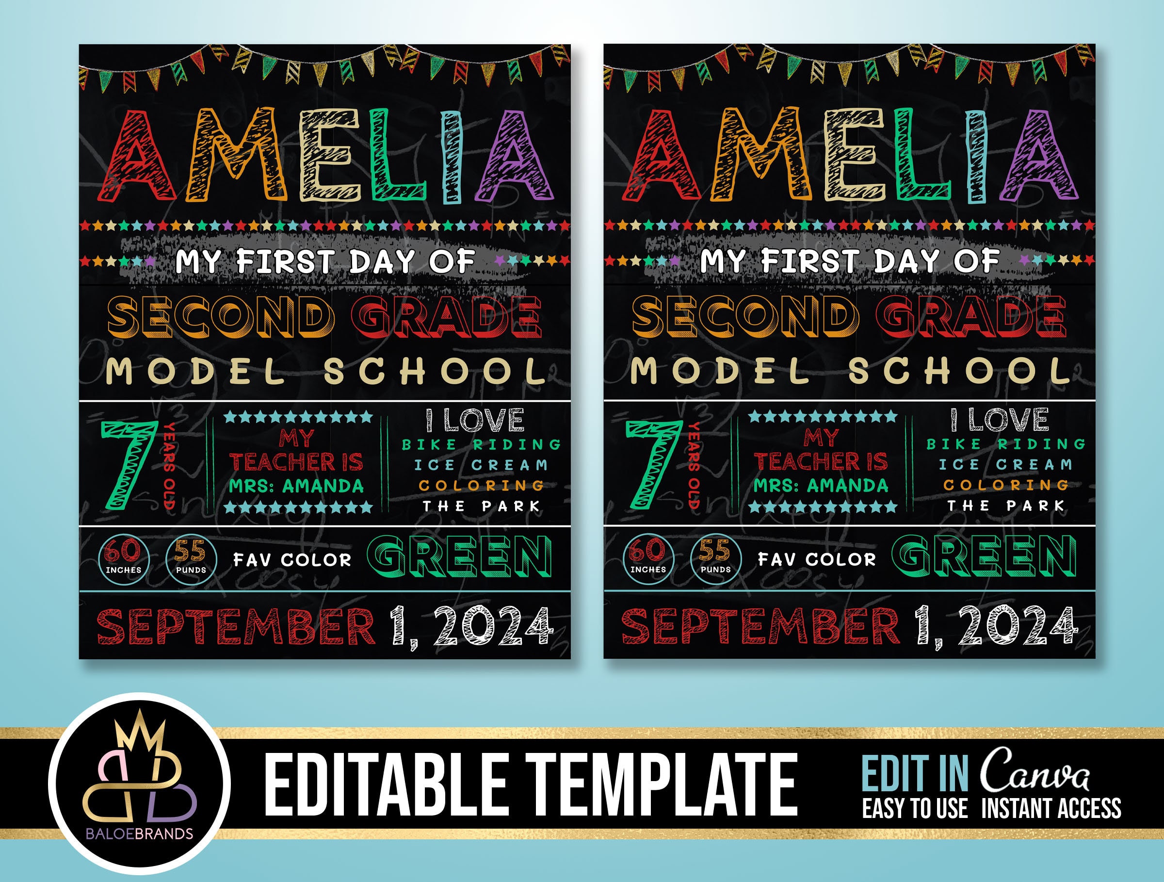 First Day of School Chalkboard Back to School Sign First Day - Etsy