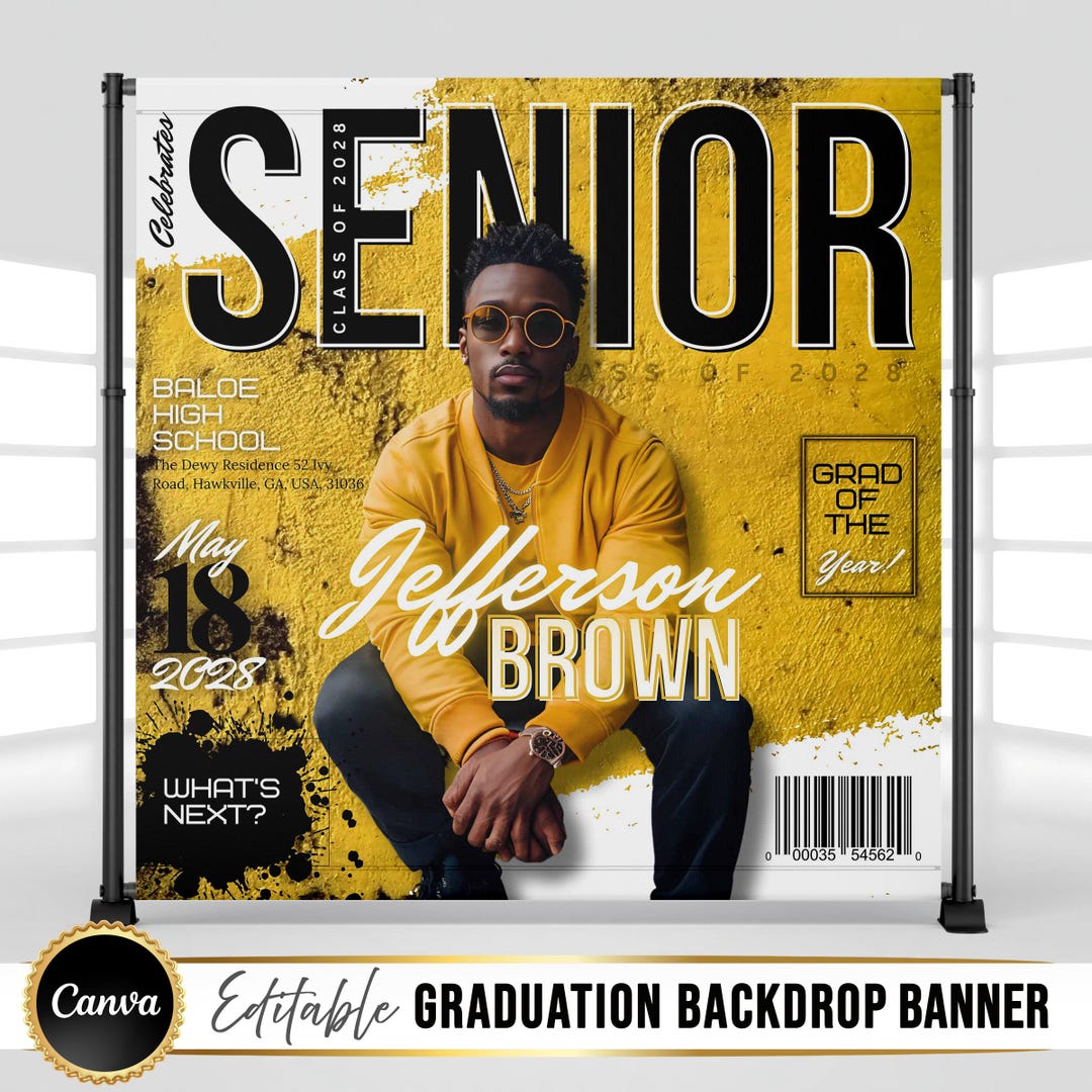Custom Graduation Backdrop, Grad Prom Decor, Editable Canva Backdrop ...