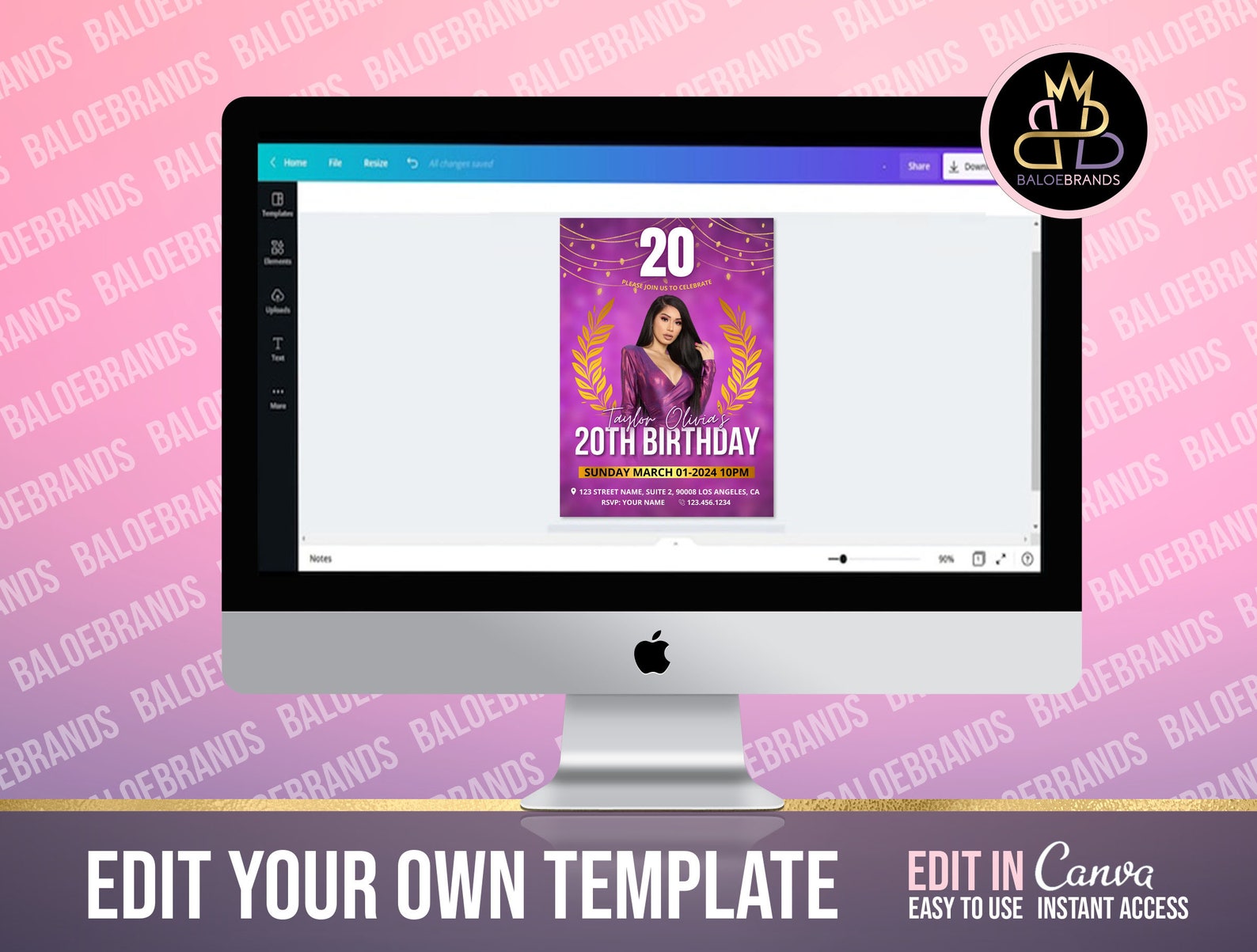 Editable Birthday Invitation DIY Canva Template Birthday - Etsy
