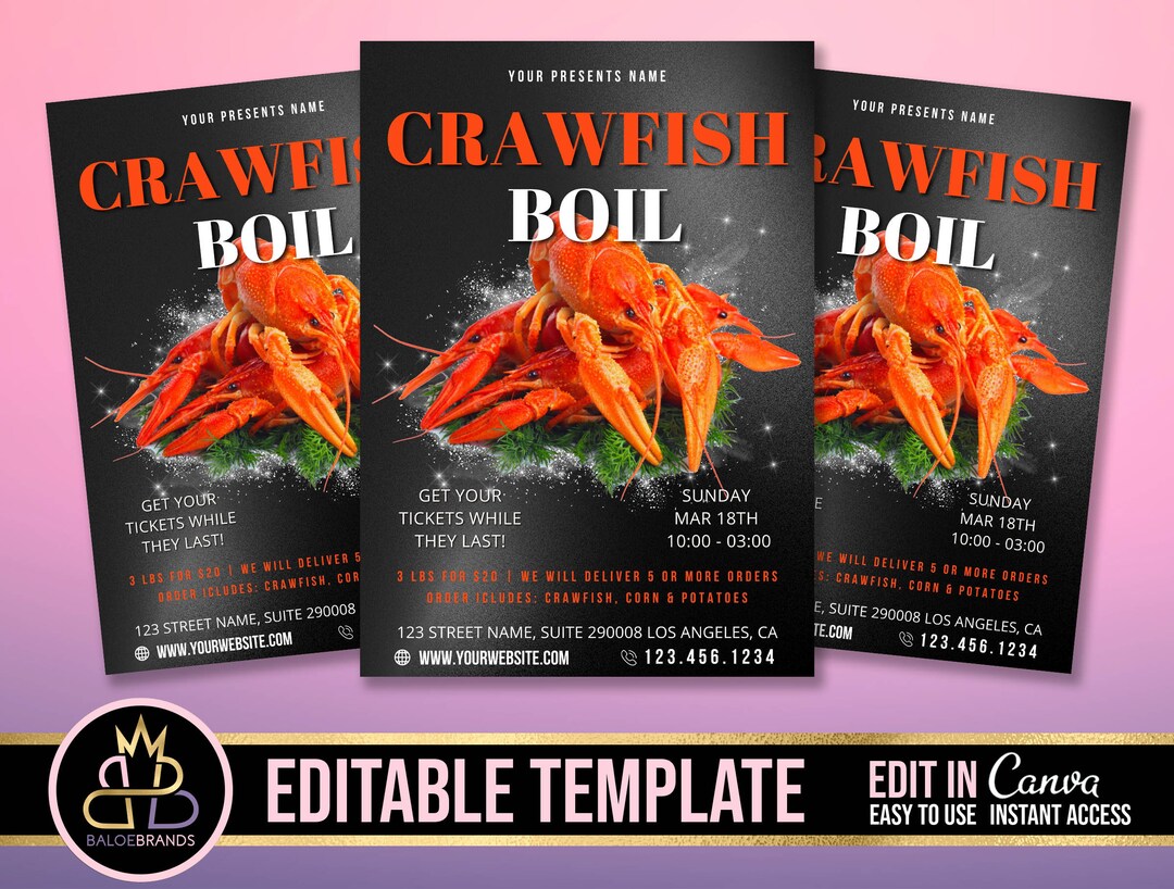Crawfish Boil, Crawfish Boil Flyer, Crawfish Boil Invitation, Editable ...
